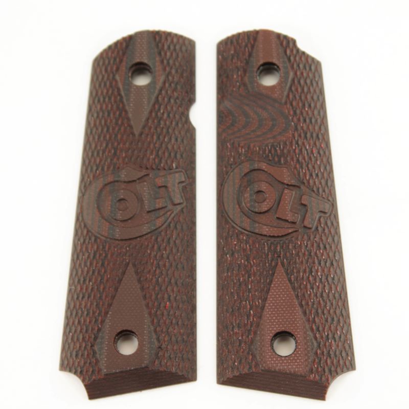 1911 Colt Grip Red Black Double Diamond G10
