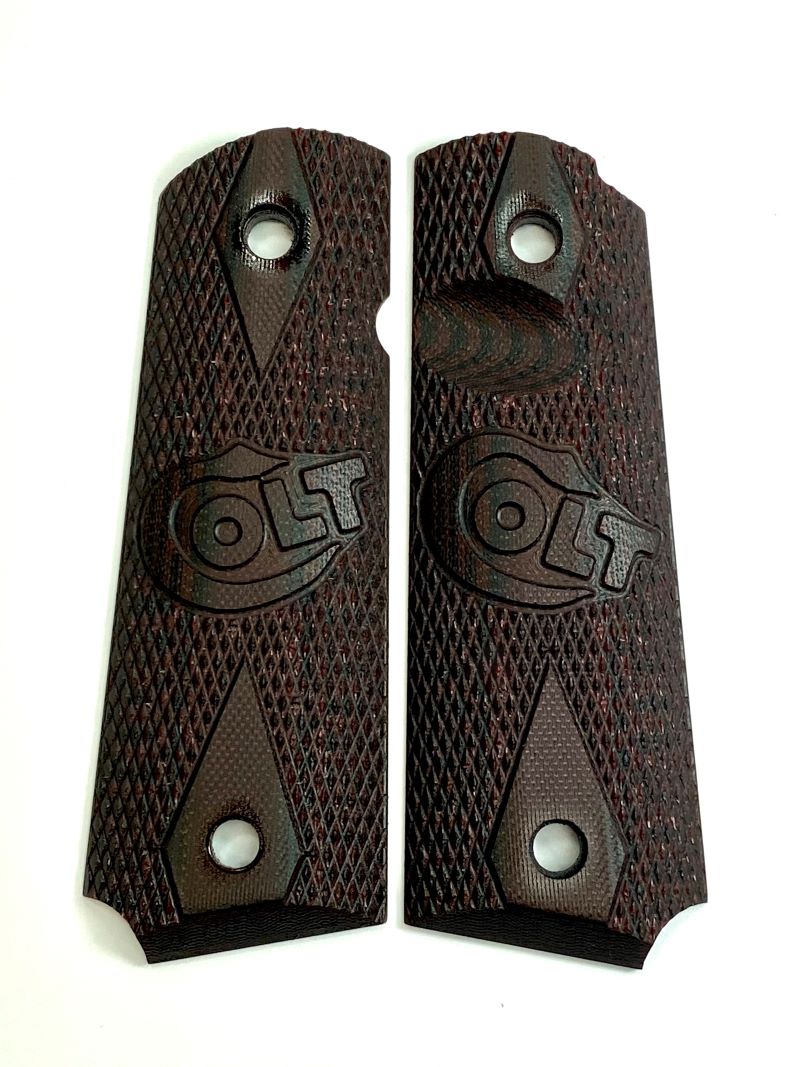 1911 Colt Grip Red Black Double Diamond G10